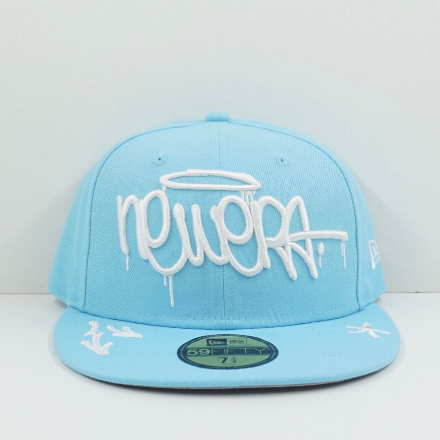 New Era Graphic Baby Blue White Fitted Cap